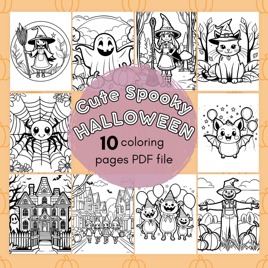 Spooky Cute Halloween Coloring Pages, Spooky Halloween Spaces Coloring ...