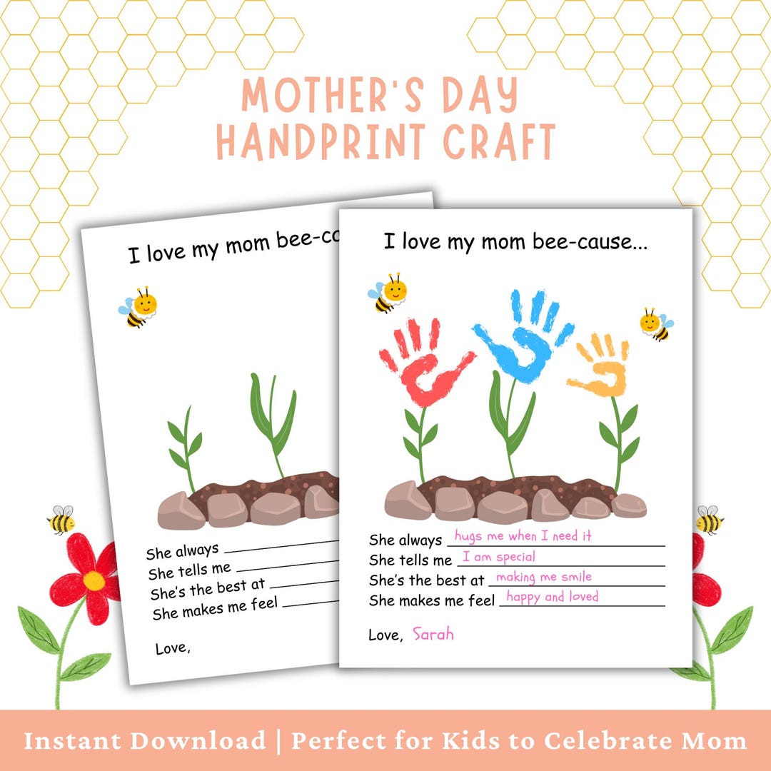 Kids Handprint Art for Mom, Mothers Day Handprints, Mothersday Crafts ...