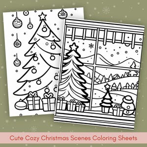 Cozy Christmas Coloring Pages, Cute Christmas Spaces Coloring Sheets ...