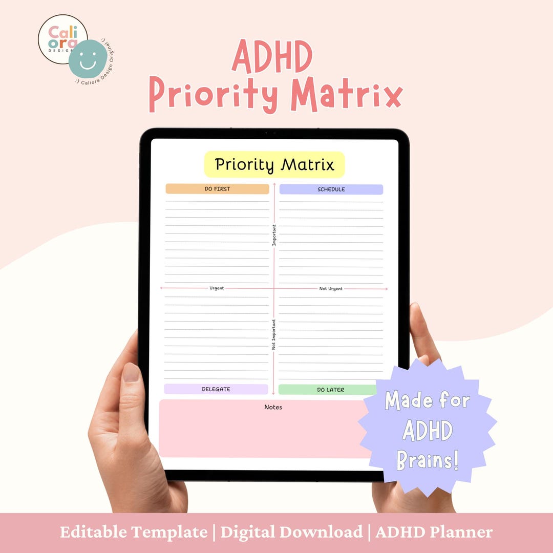 Eisenhower Matrix, ADHD Decision Matrix, Urgent Important to Do List ...