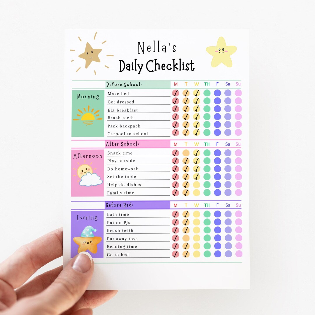 Kids Daily Checklist Editable to Do List for Kids, Children ...