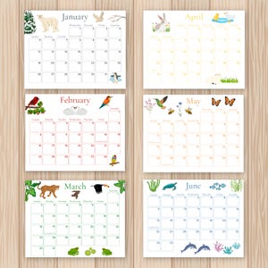 2025 Animals Calendar Printable, Cute Calendar 2025, Wall Calendar for ...
