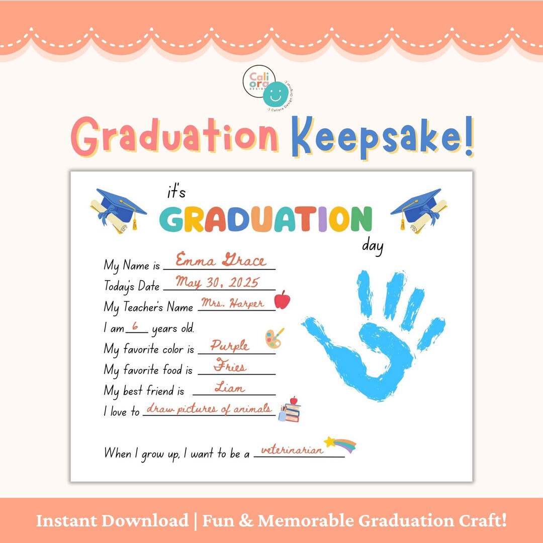 Graduation Handprint Craft for Kids, Last Day of School Keepsake ...