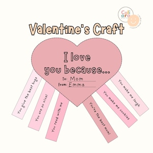 Valentines Day Craft, Valentine's Activity for Kids, I Love You Because ...