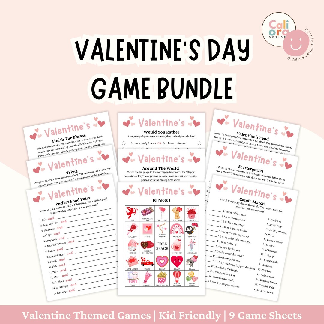 Valentine's Day Games for Kids, Printable Classroom an Family ...