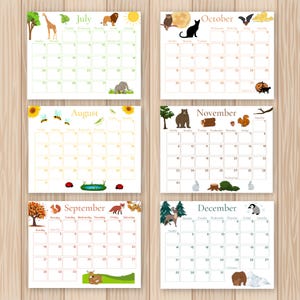 2025 Animals Calendar Printable, Cute Calendar 2025, Wall Calendar for ...