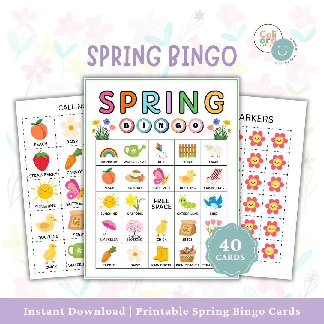 Spring Bingo Cards Printable, Kids Classroom Games, Class Springtime ...