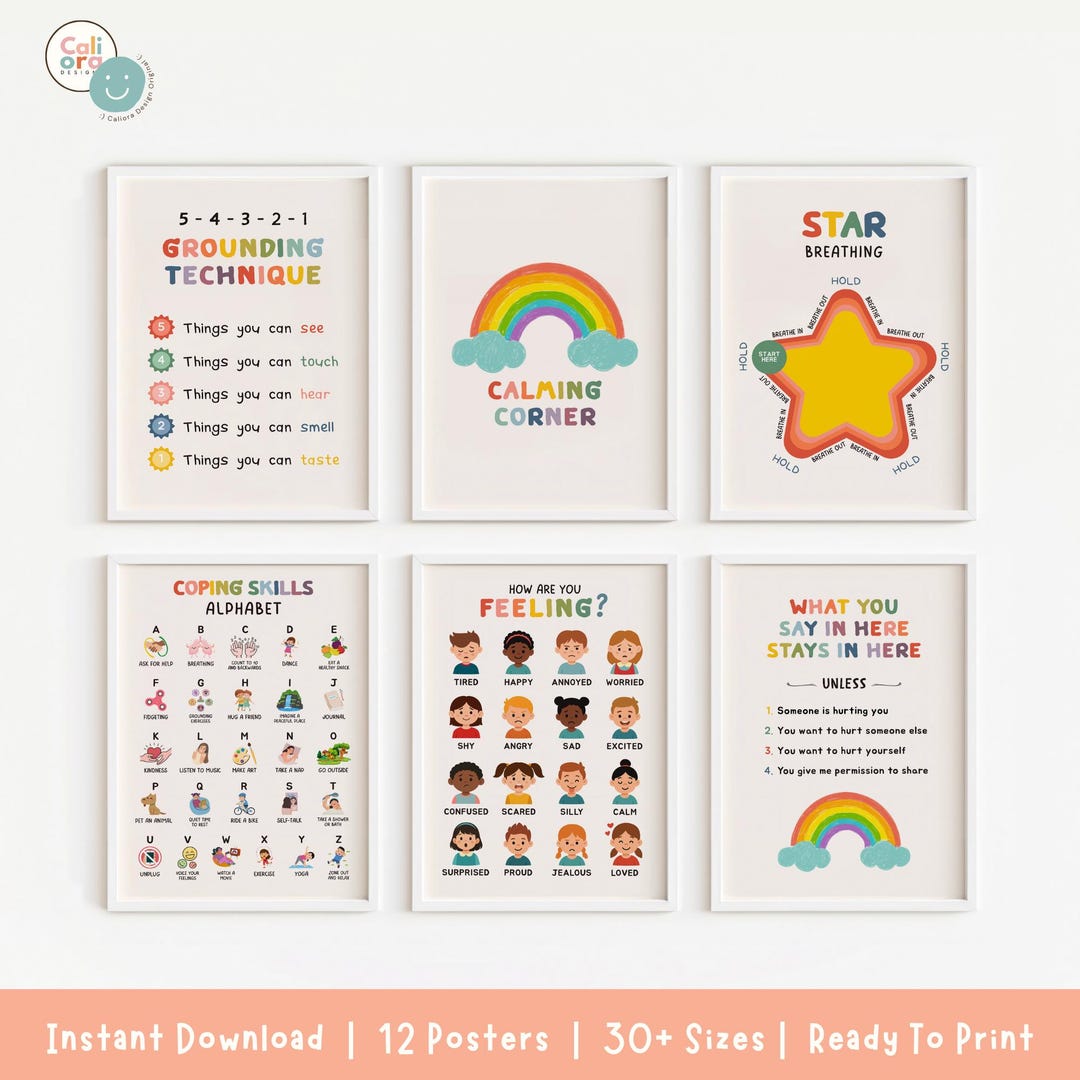 Calm Down Corner Posters for Kids, Printable SEL Wall Art for ...