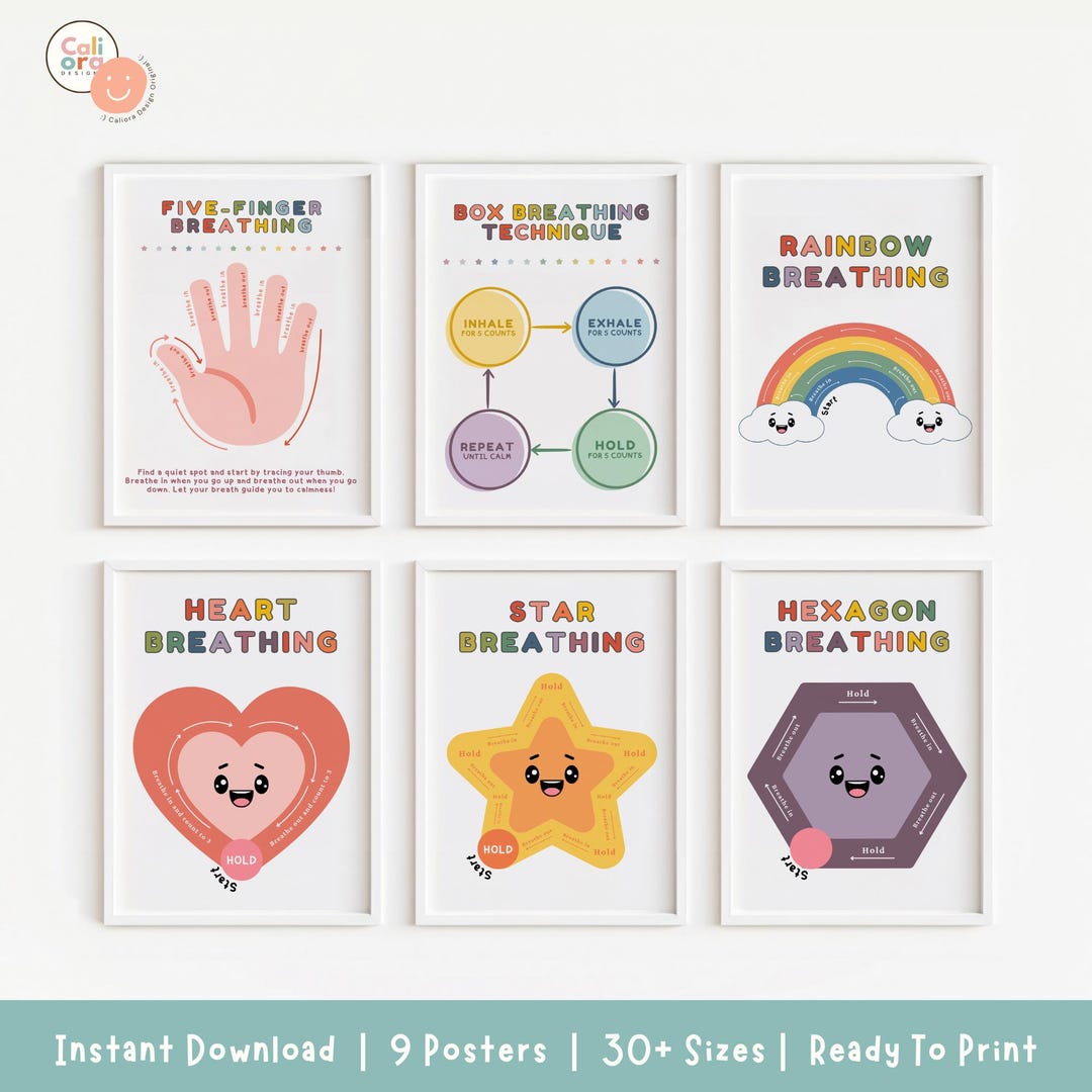 Breathing Technique Posters, Kids Self Regulation, Calm Down Corner ...