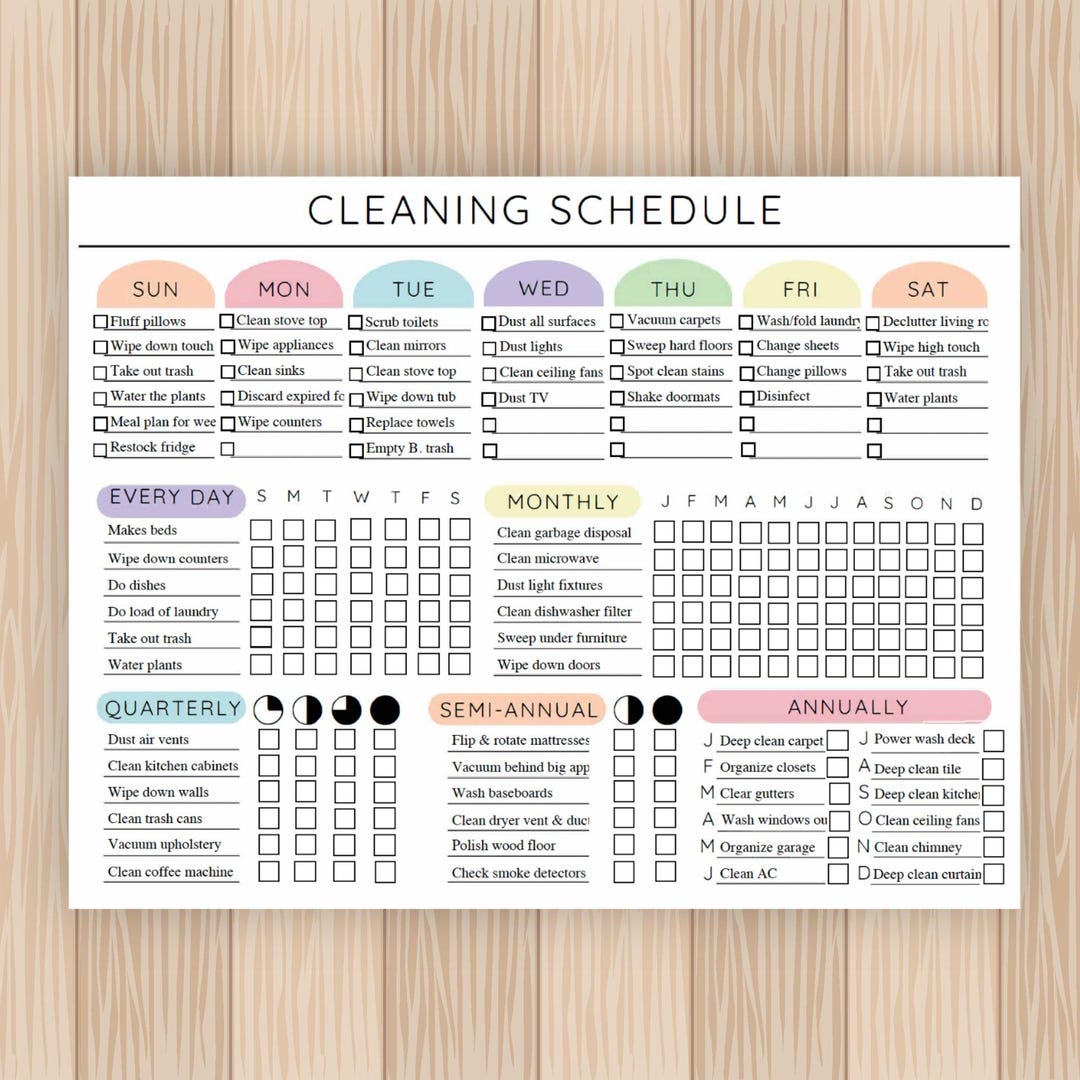 Editable Cleaning Schedule, Chore Chart, Cleaning Checklist, to Do ...