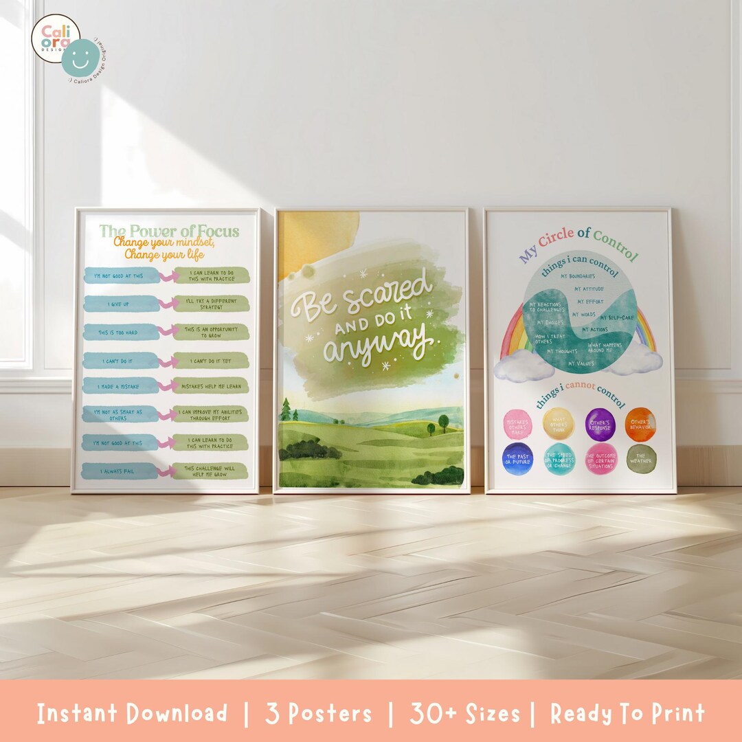 Kids Growth Mindset Posters, Printable Classroom Art, Calm Down Corner ...