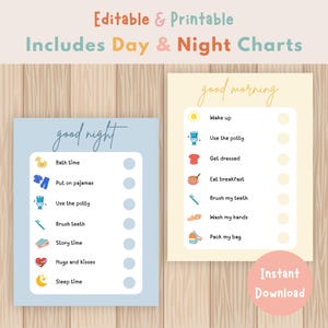 Daily Routine List for Kids, Morning Routine and Night Routine Chart ...