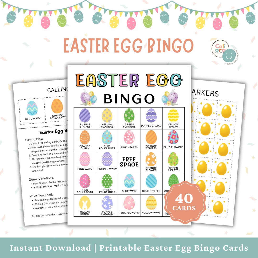 Easter Egg Bingo Game, Easter Bingo Cards, Printable Classroom Activity ...