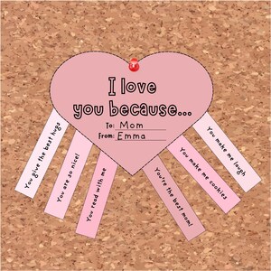 Valentines Day Craft, Valentine's Activity for Kids, I Love You Because ...