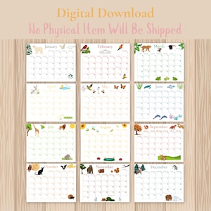 2025 Animals Calendar Printable, Cute Calendar 2025, Wall Calendar for ...