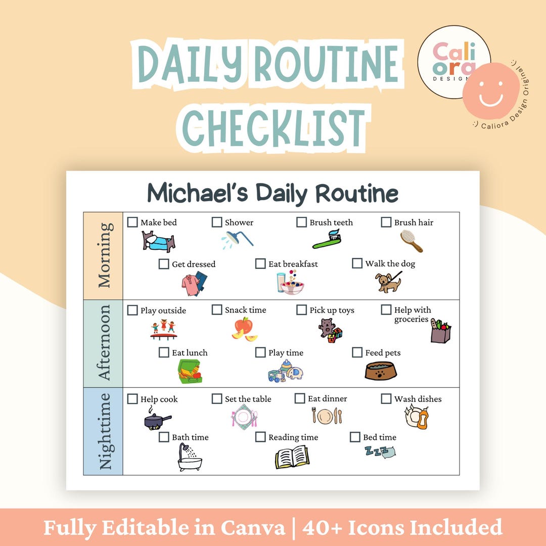 Kids Daily Routine to Do List, Morning Routine, Executive Function ...