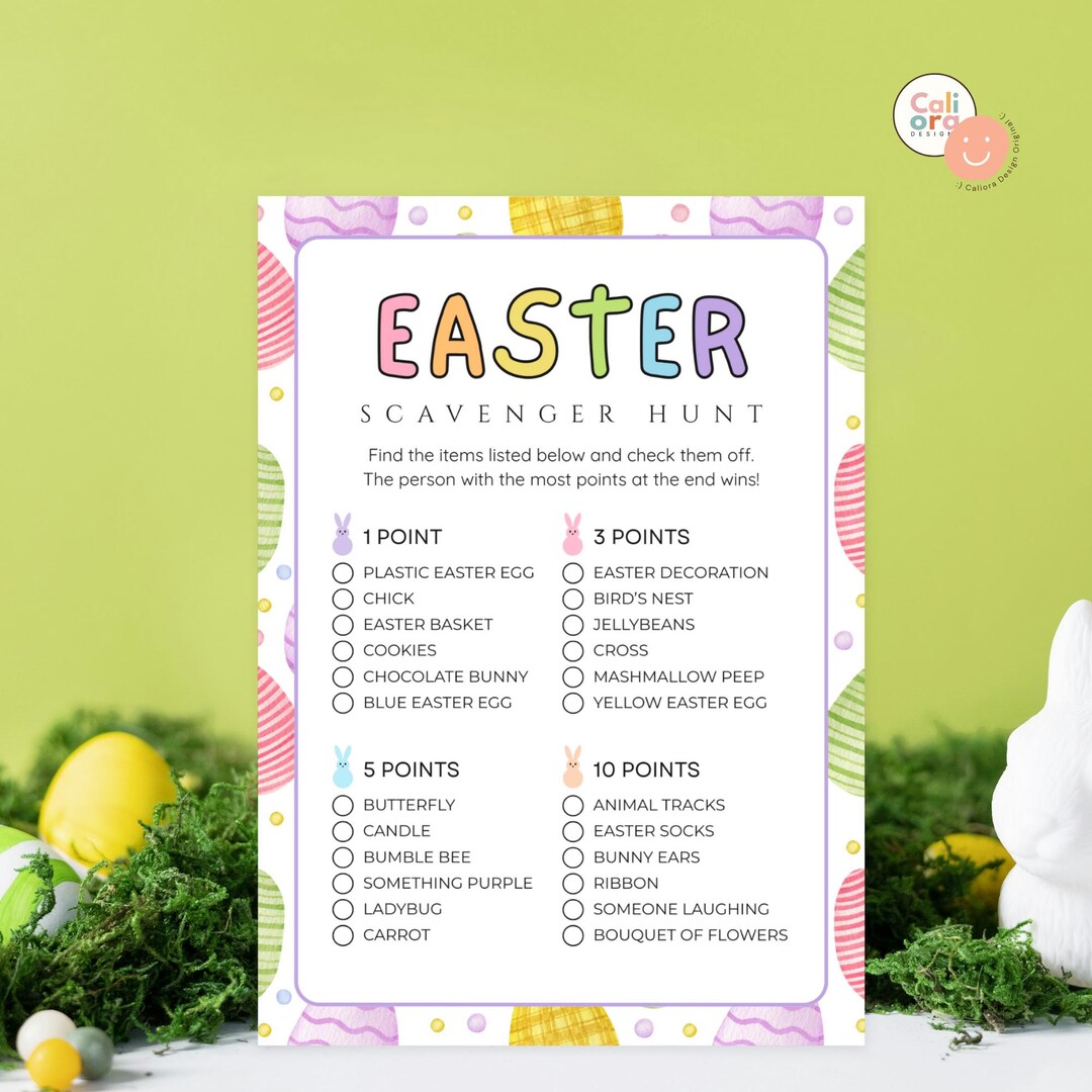 Easter Scavenger Hunt, Printable Treasure Hunt Game Outdoor Classroom ...