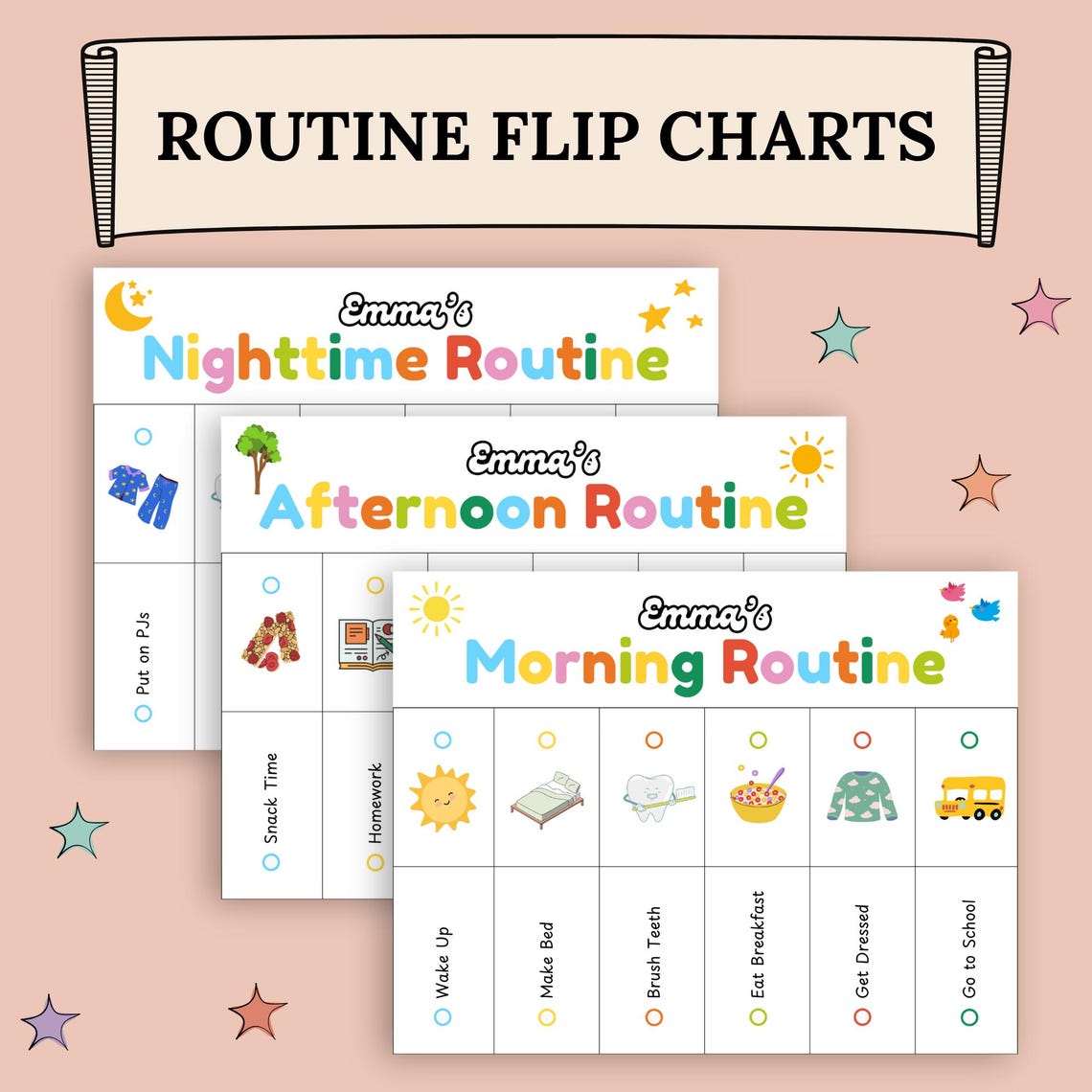 Daily Routine Flip Charts for Kids, Morning Routine, Night Routine to ...
