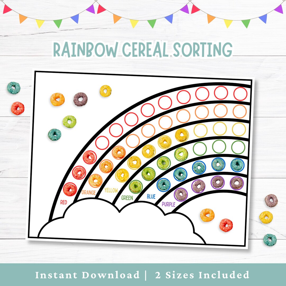 Rainbow Cereal Counting Activity, Color Learning, Printable Toddler ...