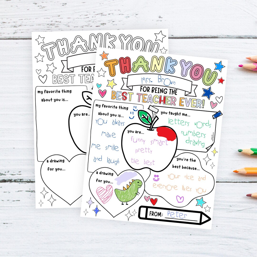 Teacher Appreciation Printable Coloring Pages for Kids, Thank You Gift ...