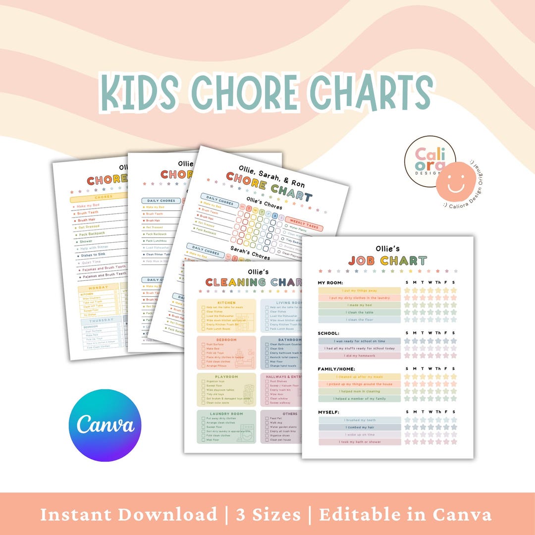 Kid Chore Charts, Daily Chores Checklist for Kids, Responsibility to Do ...