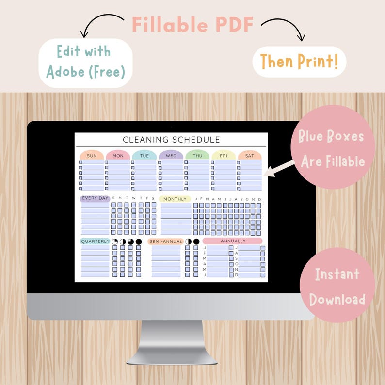 Editable Cleaning Schedule, Chore Chart, Cleaning Checklist, to Do ...