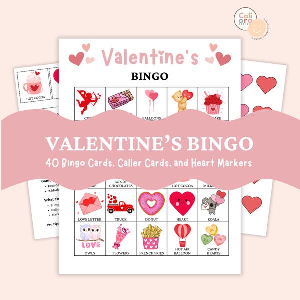 Valentine Bingo Cards - Etsy