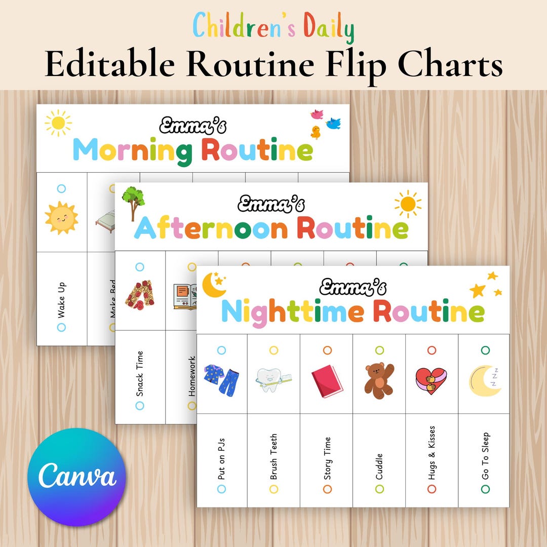 Daily Routine Flip Charts for Kids, Morning Routine, Night Routine to ...