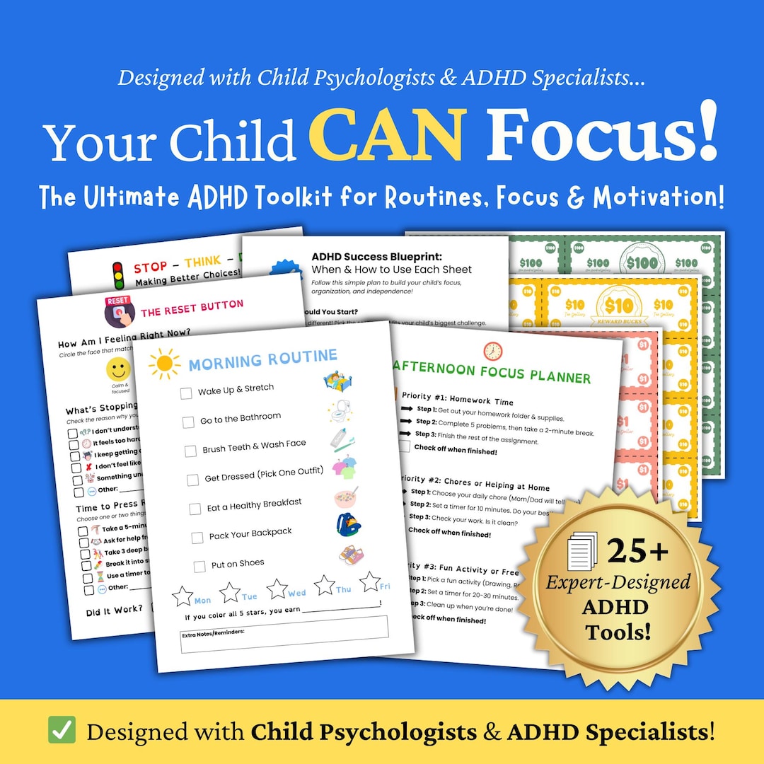 ADHD Success System for Kids, Executive Function Printable, Children ...