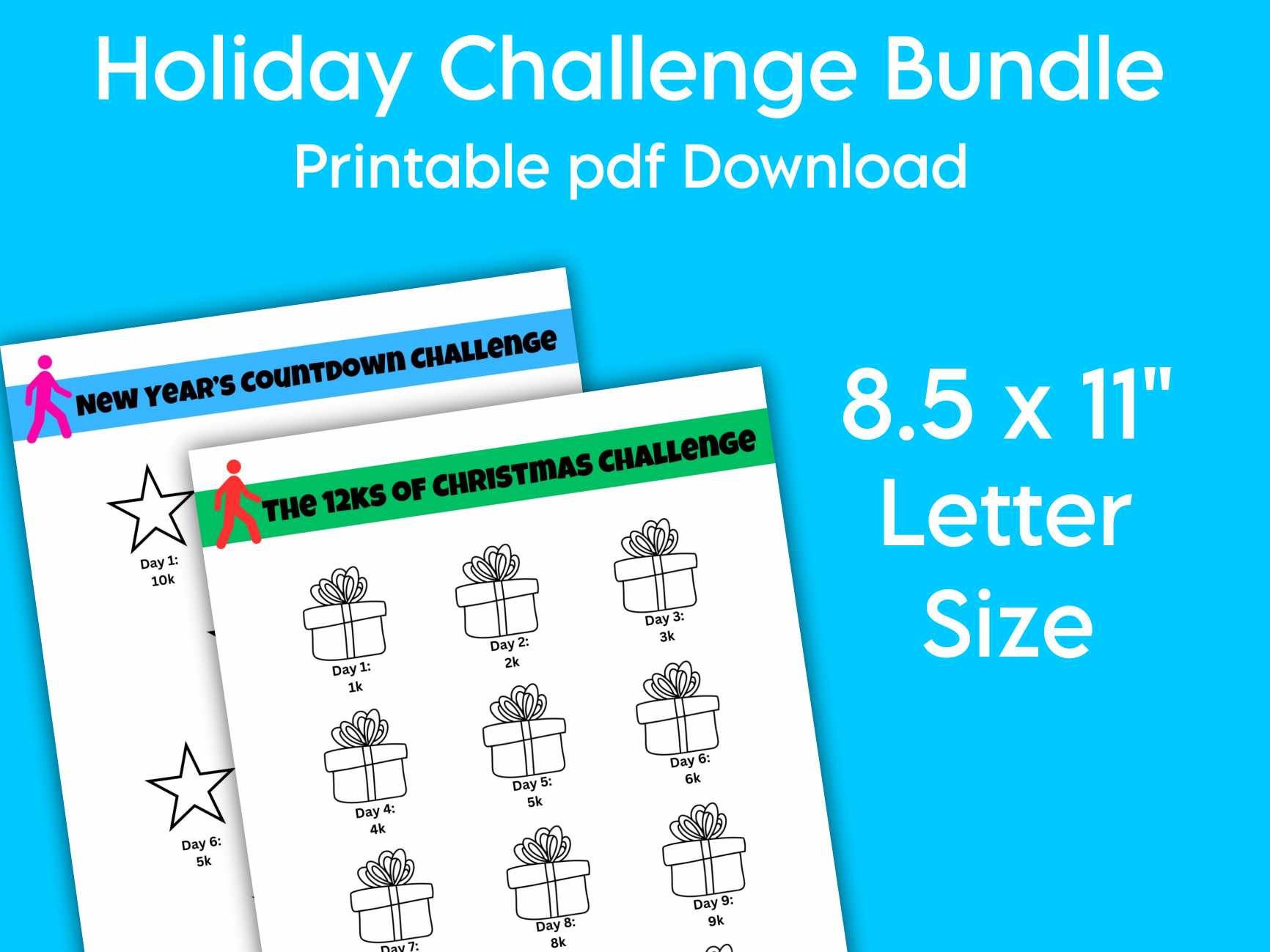 Printable Holiday Walking Challenge Bundle Christmas New Years Walking ...