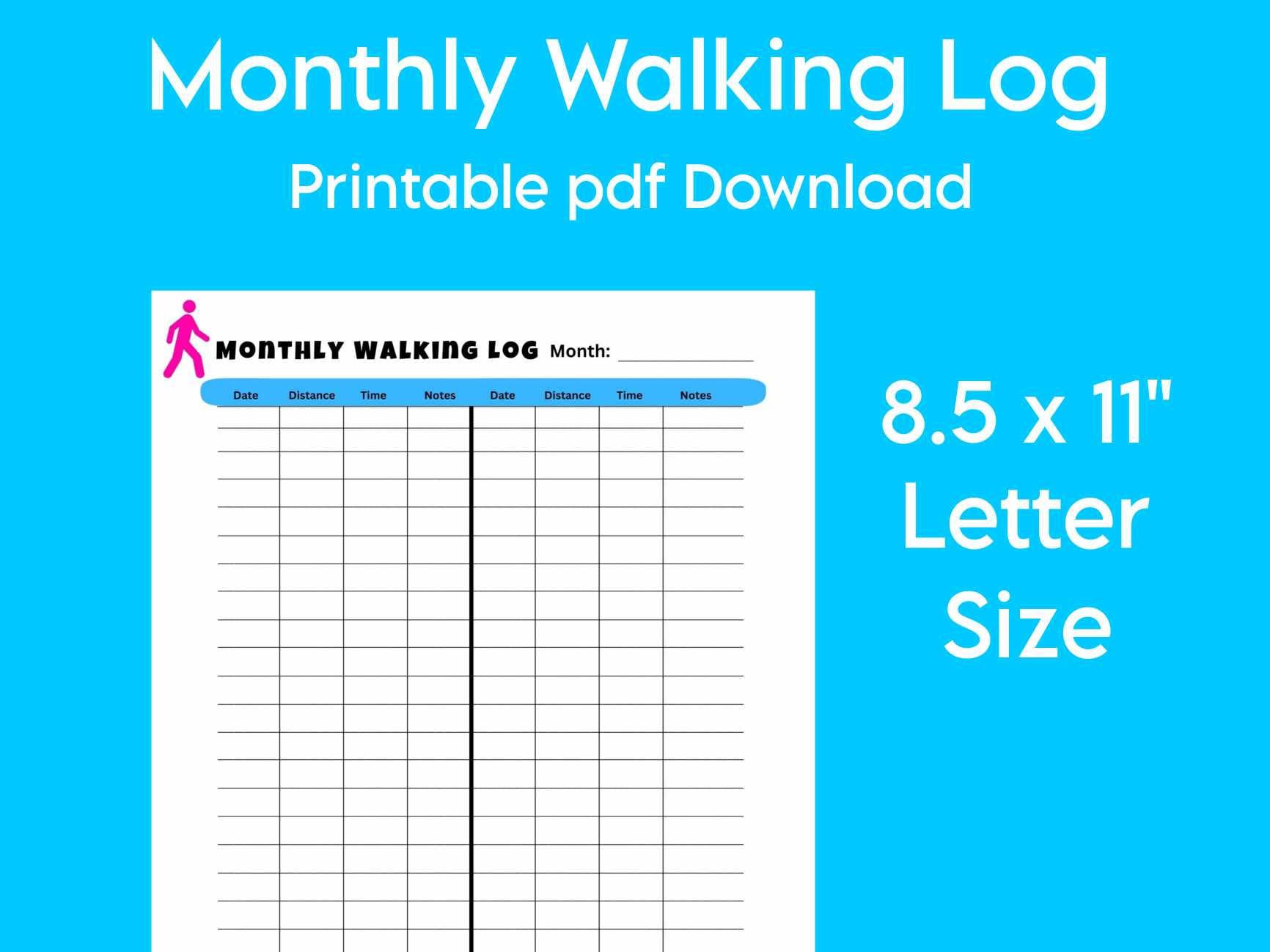 Printable Monthly Walking Log | Walking Challenge | Walking Tracker ...