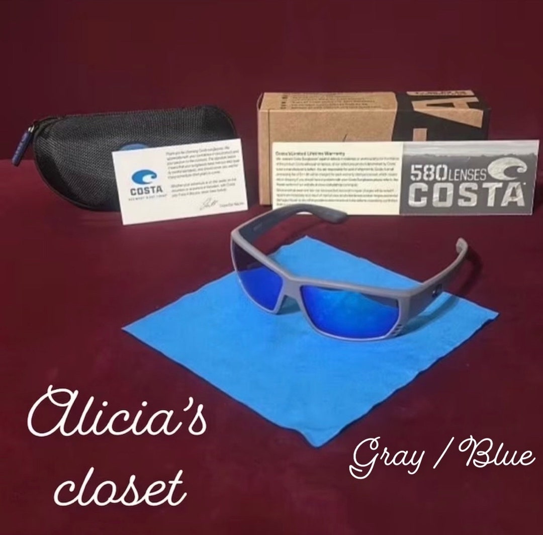 Costa Del Mar Tuna Alley Sunglasses Polarized 580P Lenses Gray / Blue ...