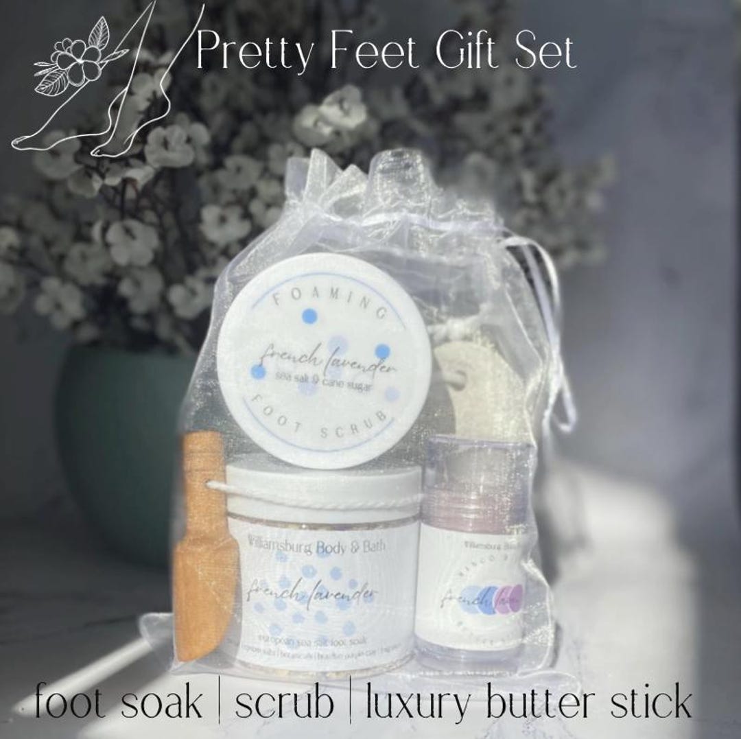Pretty Feet French Lavender Self Care Gift Bag Foot Care Salt Scrub ...