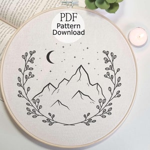 Velaris Embroidery Pattern, Mountain Embroidery Design, Night Court ...