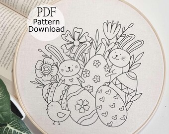 Easter Embroidery Design PDF, Seasonal Decor, Hand Embroidery for Begginers, Stitch Guide ...