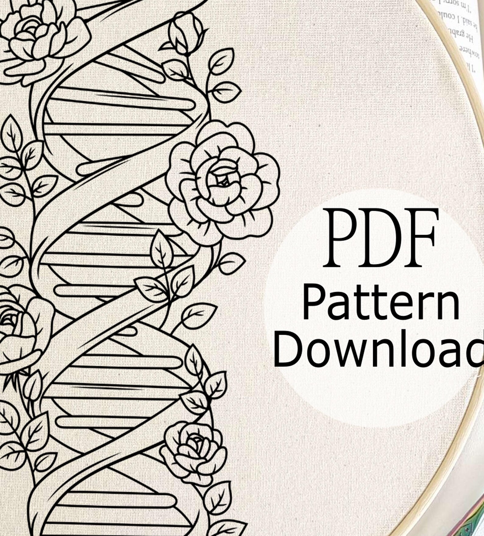 DNA Embroidery Pattern, Floral DNA Design, Science Inspired Embroidery ...