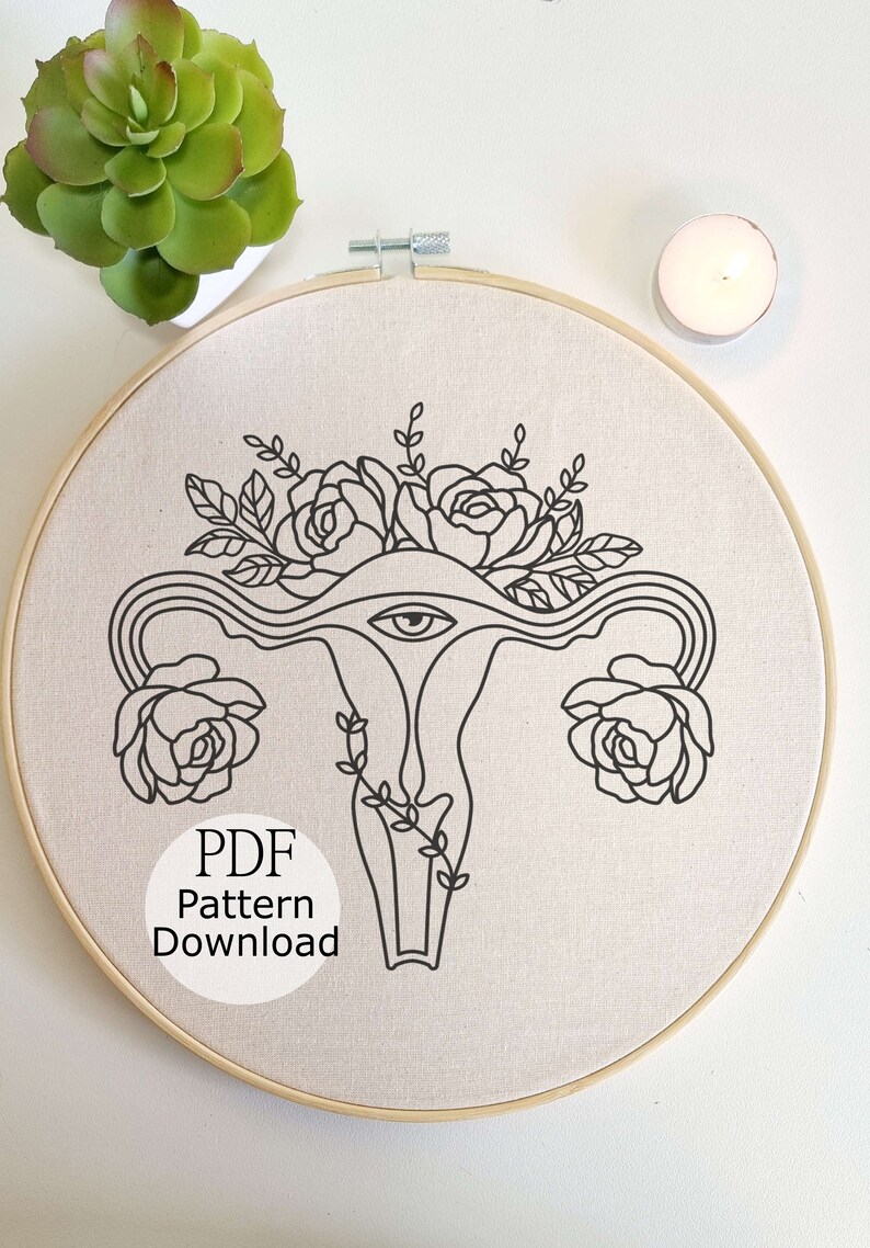 Floral Uterus Embroidery Pattern, Feminist Design, Hand Embroidery for ...