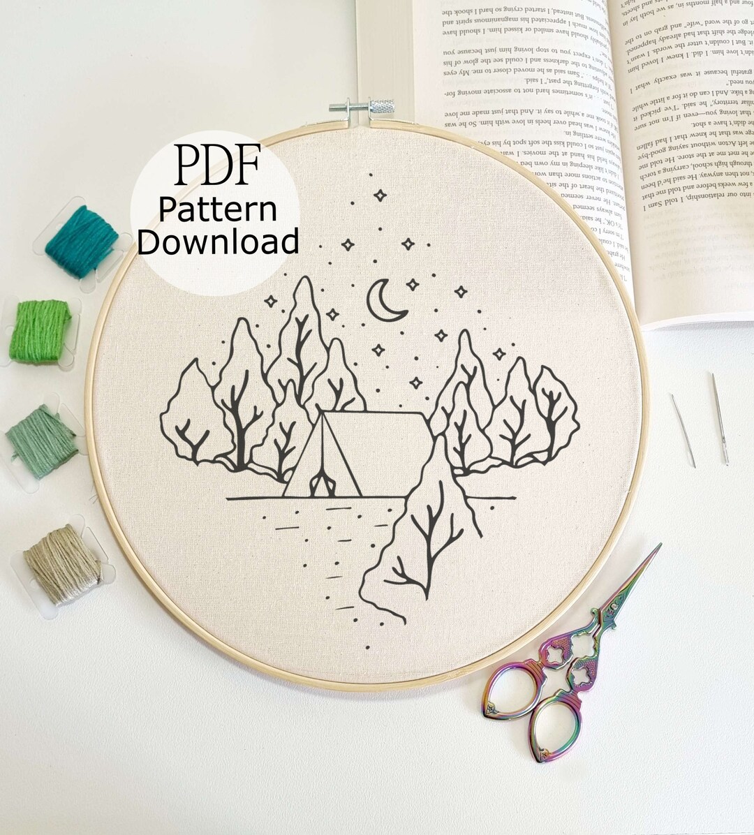 Camping Embroidery Design, Outdoor Embroidery PDF, Hand Embroidery for ...
