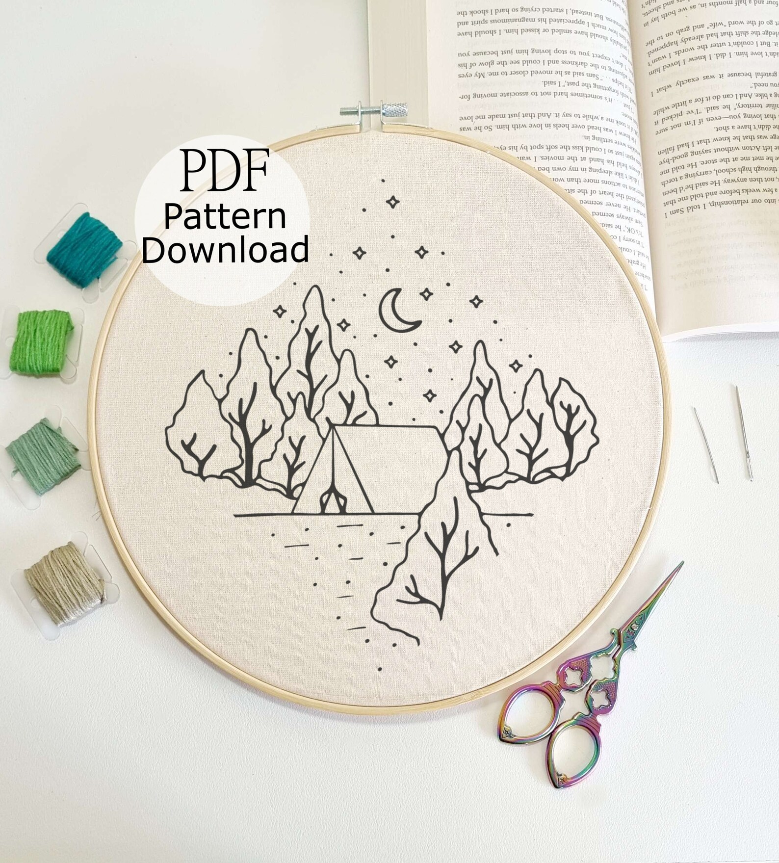 Camping Embroidery Design, Outdoor Embroidery PDF, Hand Embroidery for ...
