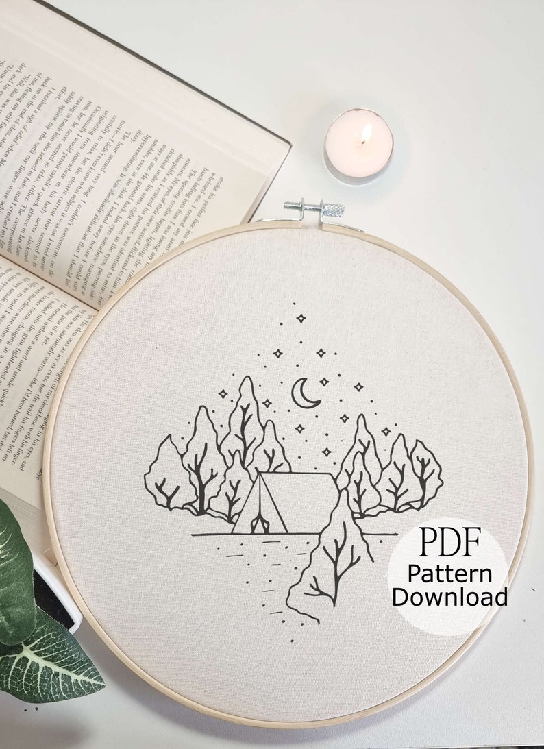 Camping Embroidery Design, Outdoor Embroidery PDF, Hand Embroidery for ...