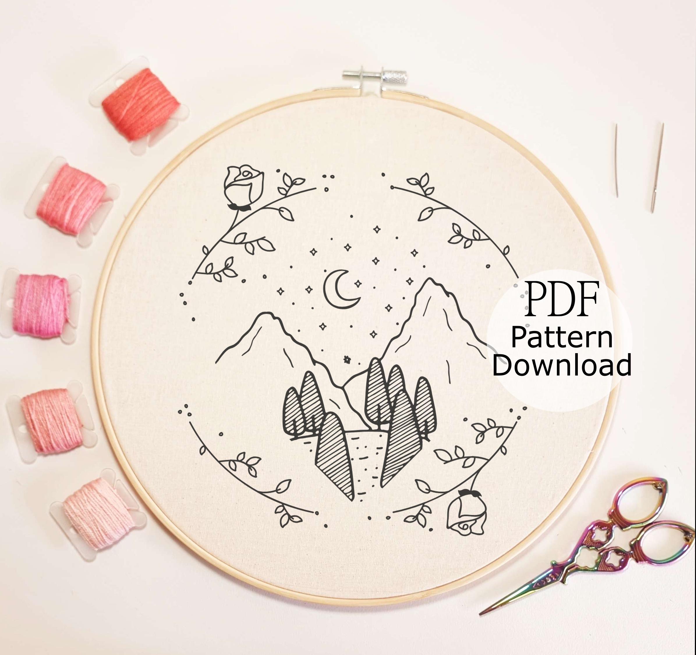 Velaris Embroidery Pattern, Mountain Embroidery Design, Night Court ...