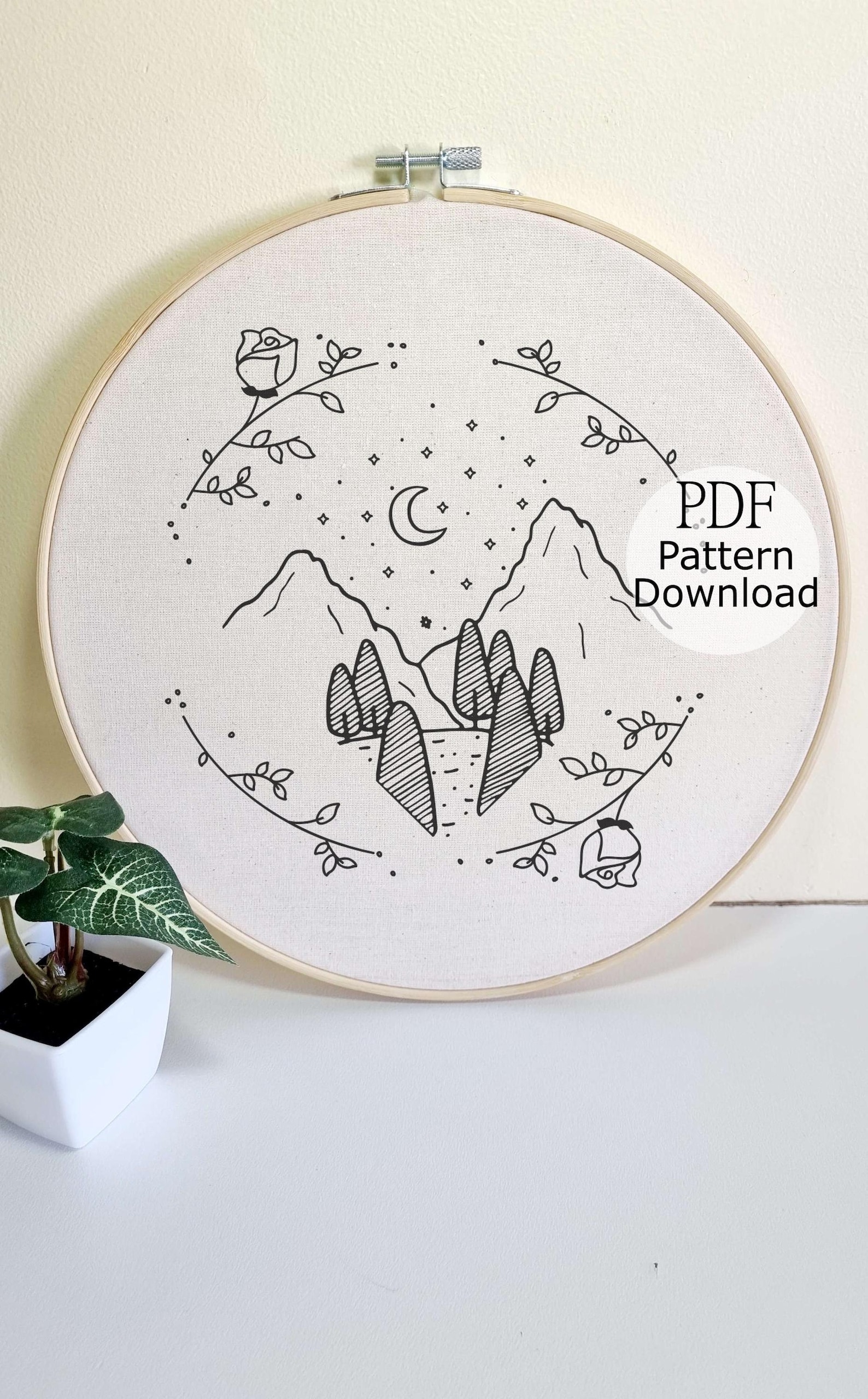 Velaris Embroidery Pattern, Mountain Embroidery Design, Night Court ...