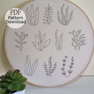 Seaweed and Coral Embroidery Pattern, Coastal Hand Embroidery PDF ...