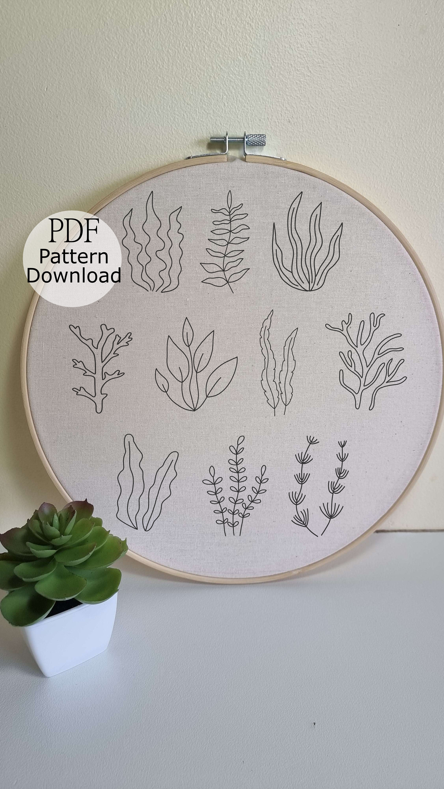 Seaweed and Coral Embroidery Pattern, Coastal Hand Embroidery PDF ...