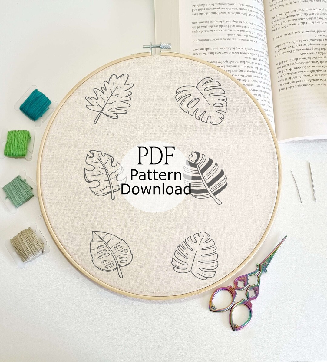 Monstera Embroidery Design, Plant Hand Embroidery Pattern, Nature ...