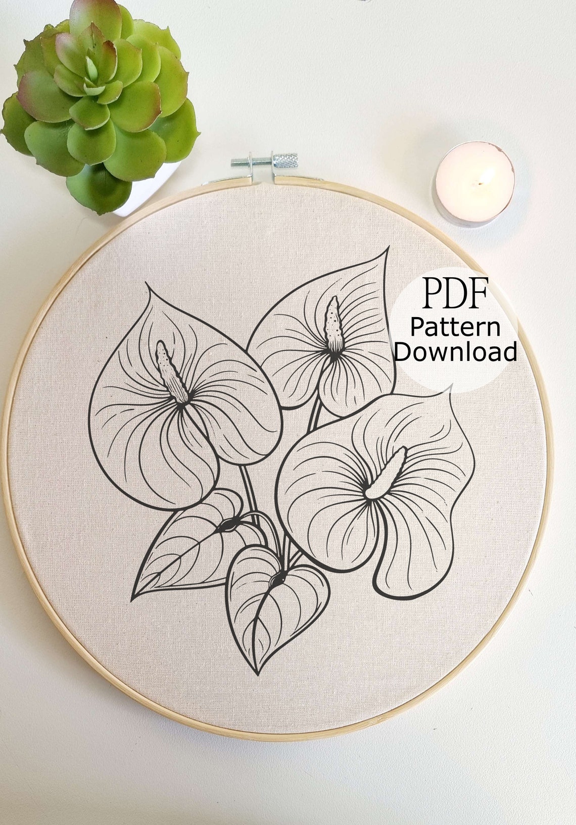 Calla Lily Embroidery Pattern, Floral Embroidery Design, Hand ...