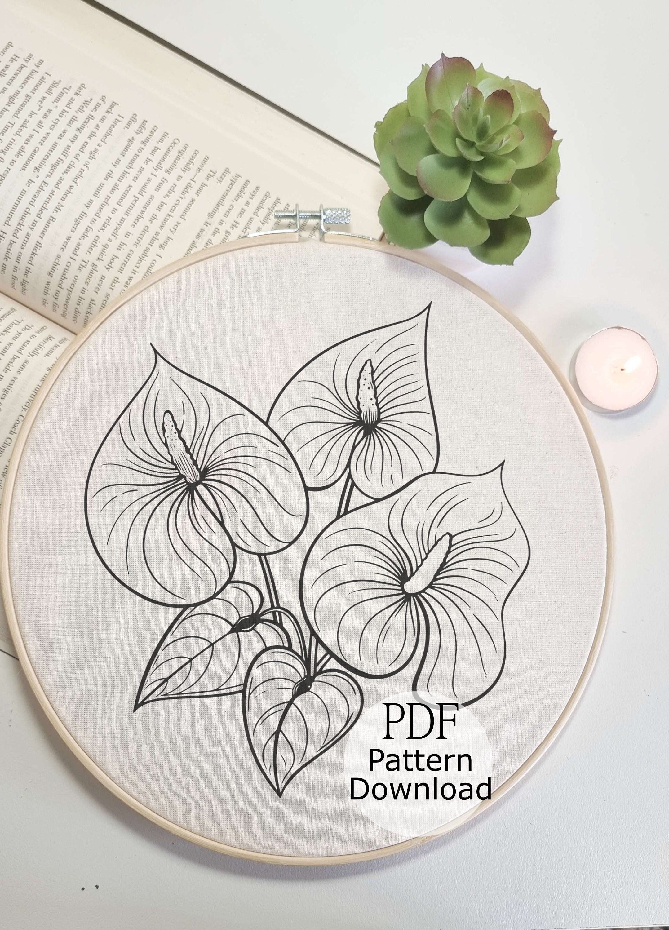 Calla Lily Embroidery Pattern, Floral Embroidery Design, Hand ...