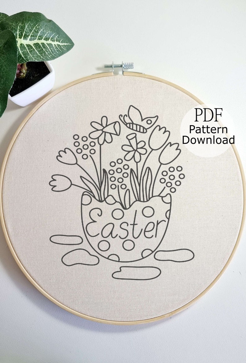 Floral Easter Egg Embroidery PDF Pattern, Instant Download Cross Stitch Template for Seasonal ...