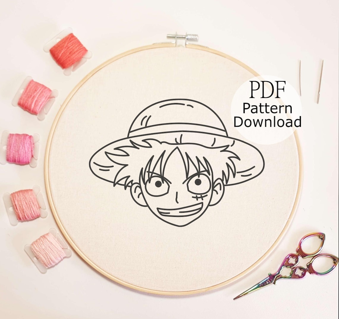 Luffy Embroidery Design: One Piece Anime PDF Pattern - Etsy
