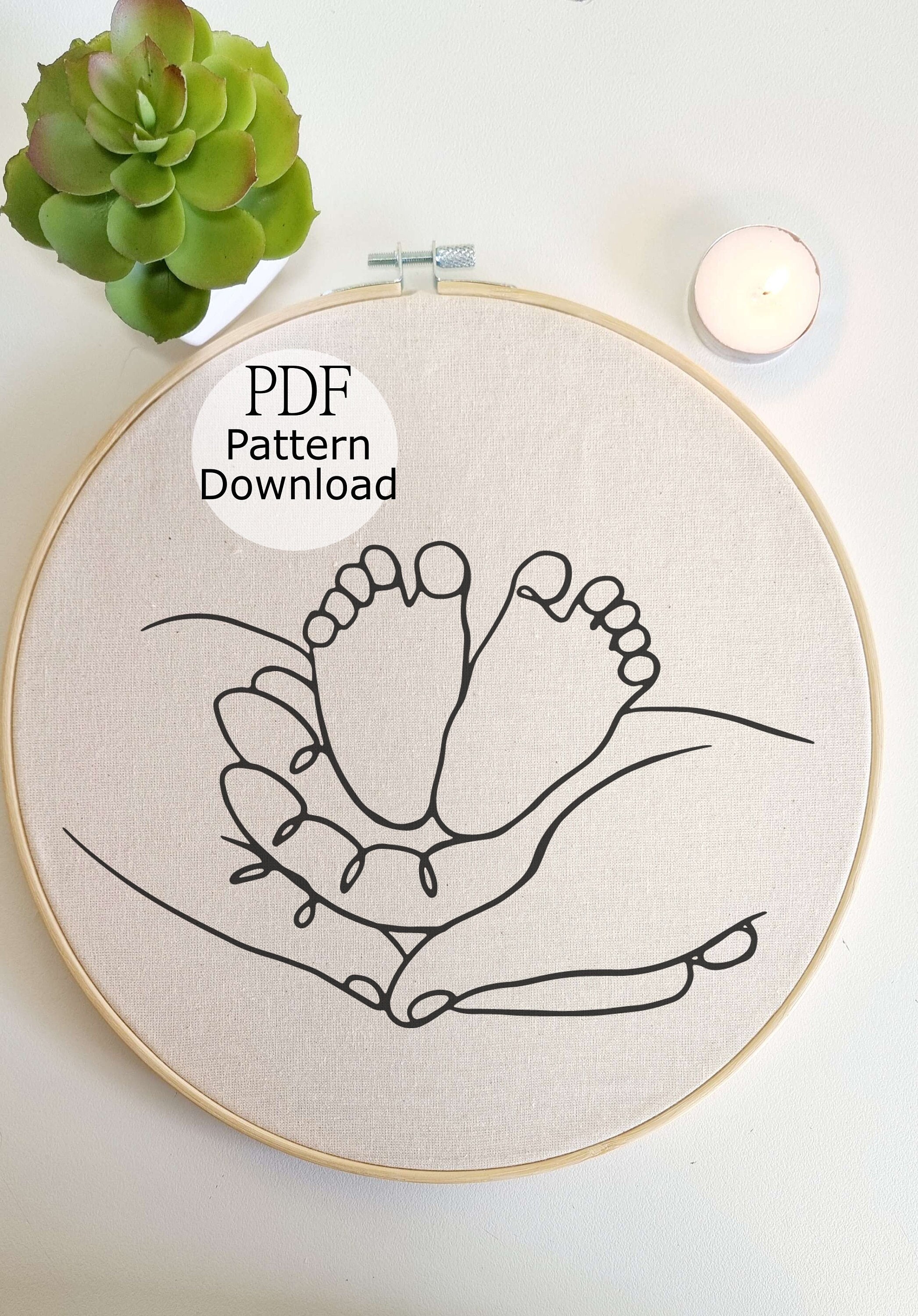 Baby Feet Embroidery Pattern, Newborn Embroidery Design, Nursery Decor ...